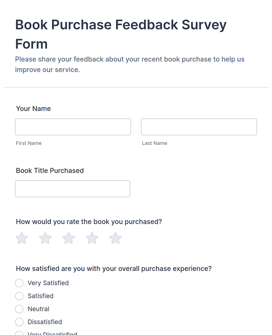 Book Purchase Feedback Survey Form Template | Jotform
