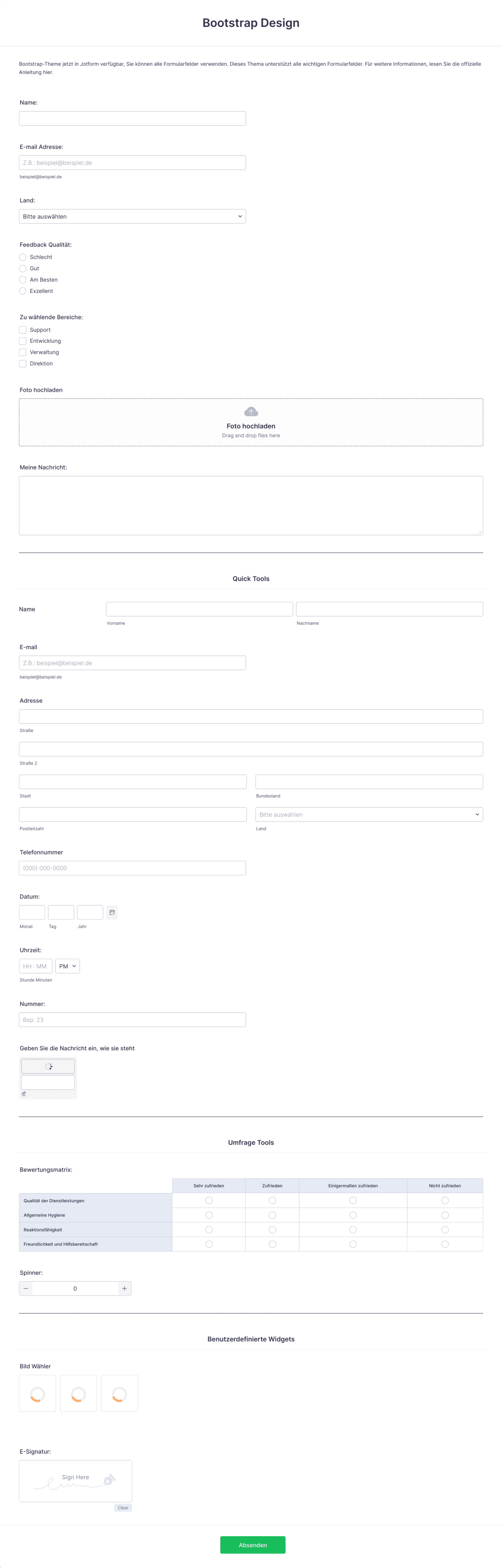 Bootstrap Design Thema Formularvorlage | Jotform