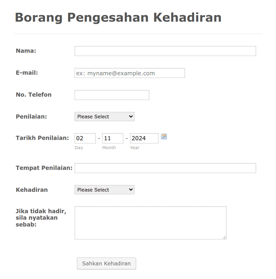 Attendance Form - Indonesian Template Formulir | Jotform