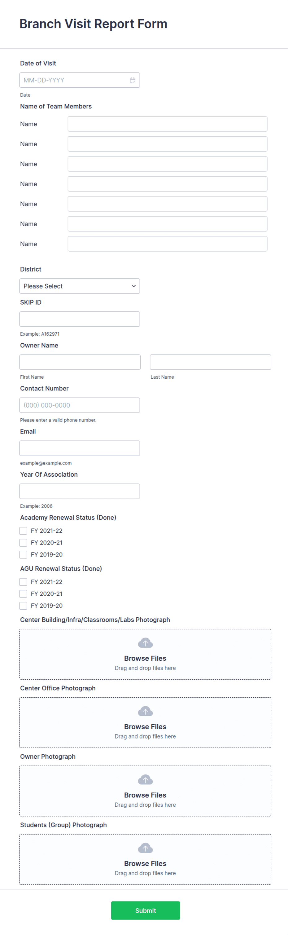 Branch Visit Report Form Template | Jotform