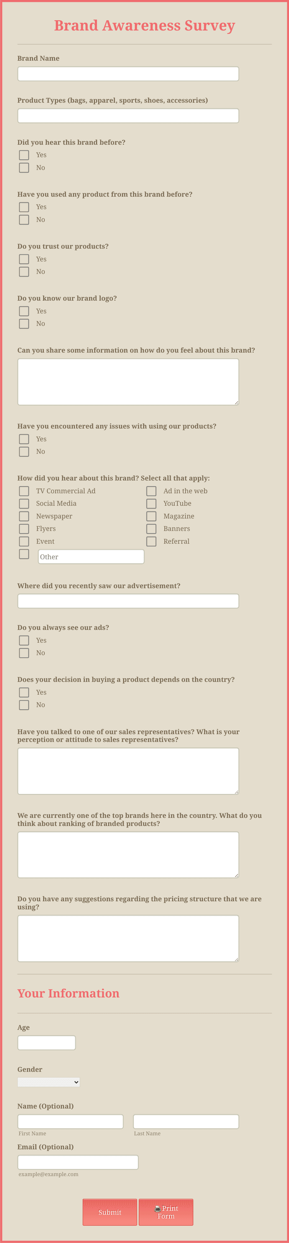 Brand Awareness Survey Form Template | Jotform