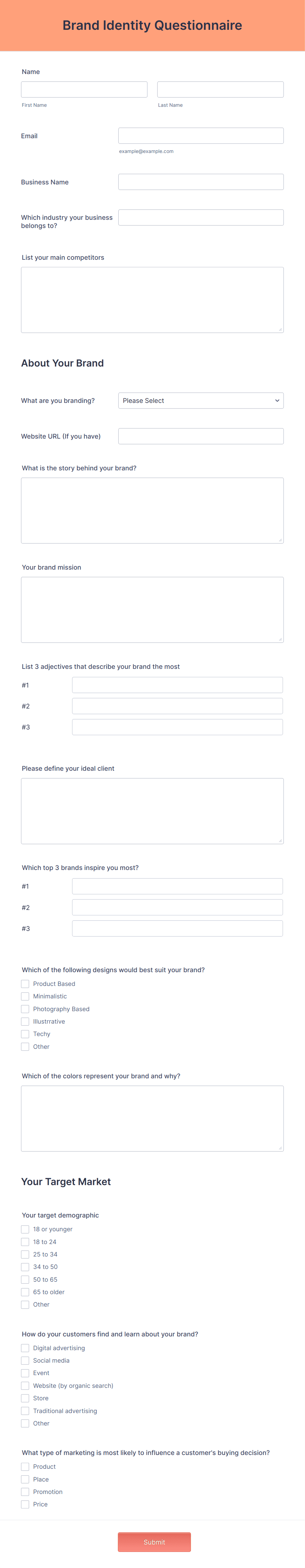 Brand Identity Questionnaire Form Template | Jotform