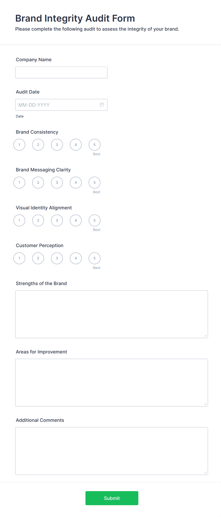 Brand Integrity Audit Form Template | Jotform