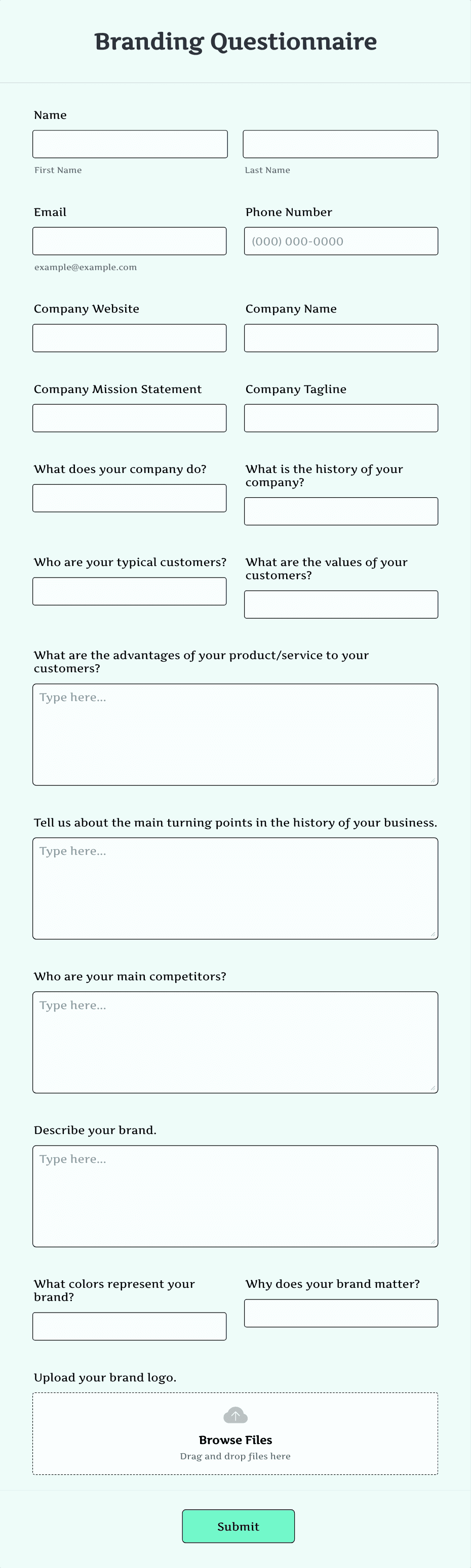 Branding Questionnaire Form Template | Jotform