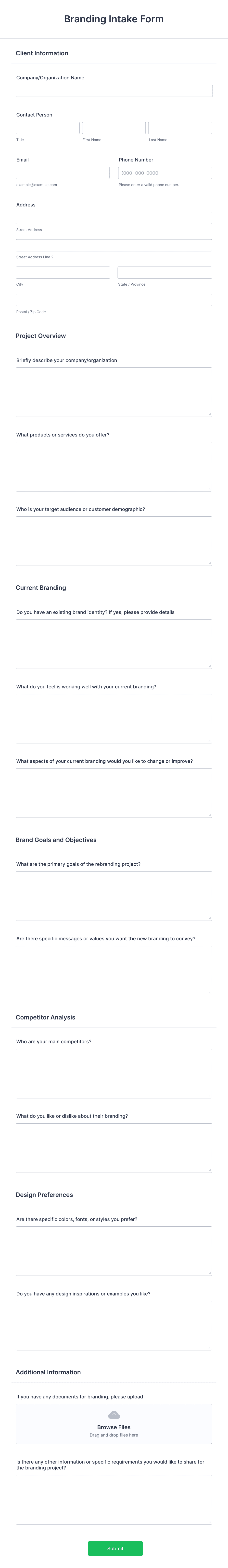 Branding Intake Form Template | Jotform