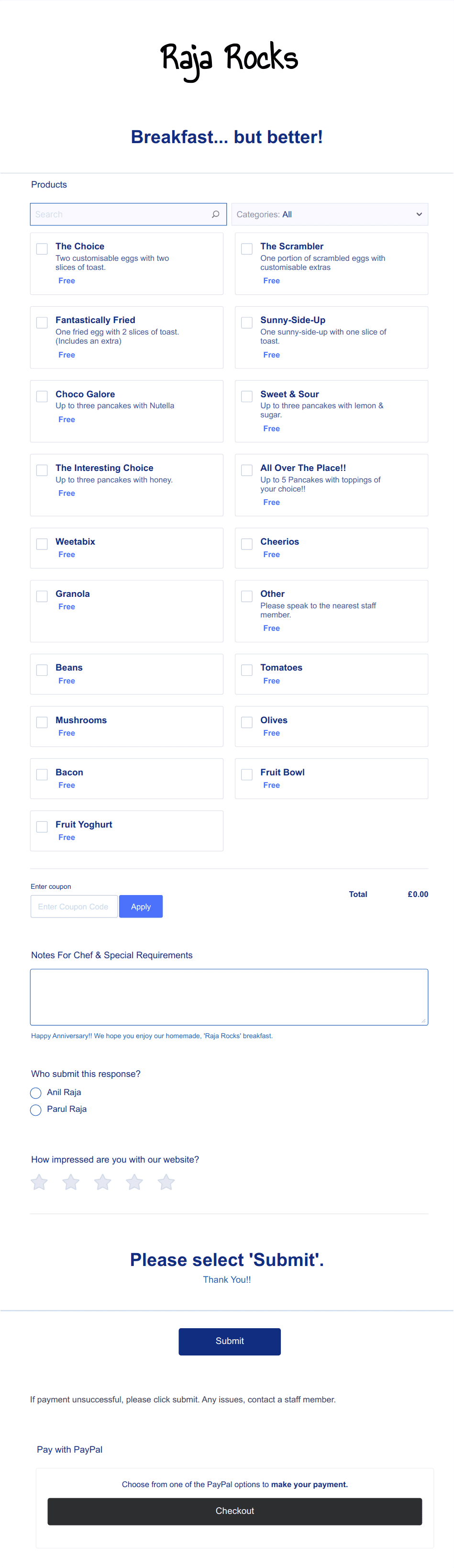 Breakfast Menu Order Form Template | Jotform