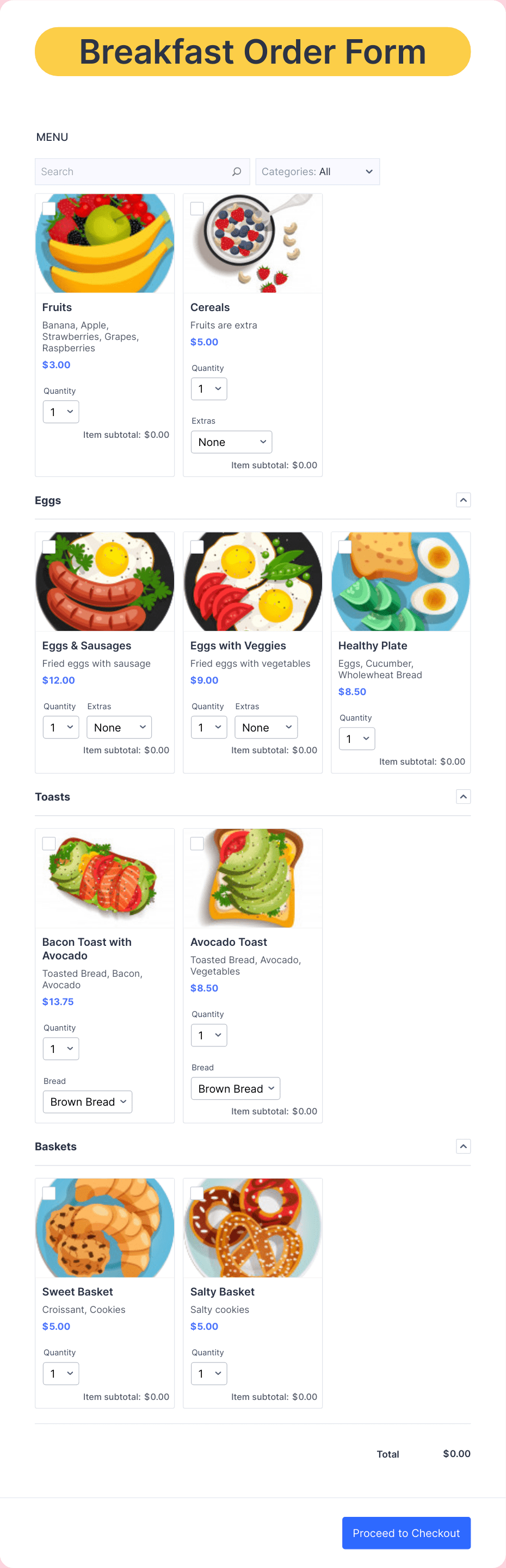 Breakfast Order Form Template | Jotform