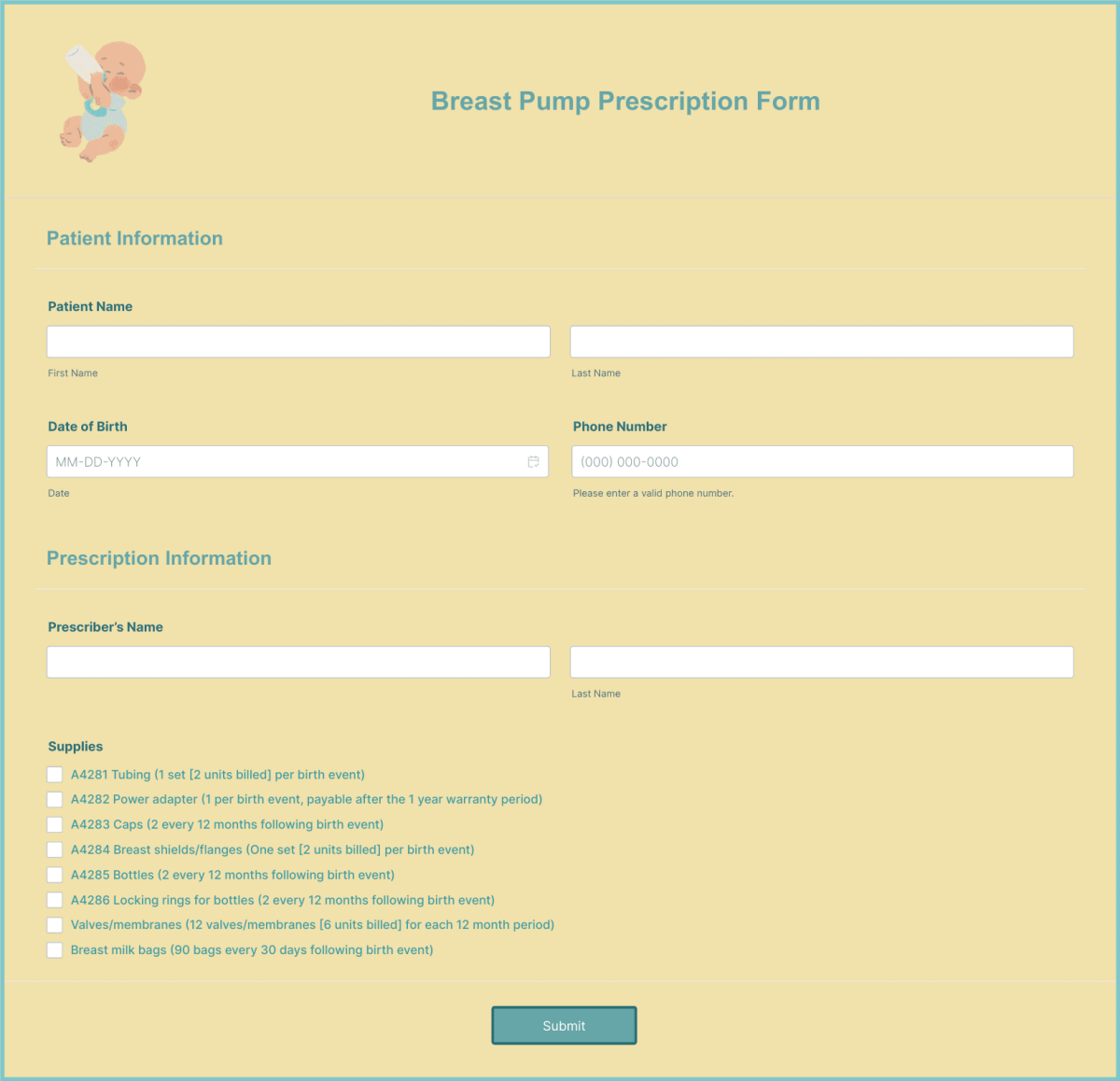 Breast Pump Prescription Form Template | Jotform