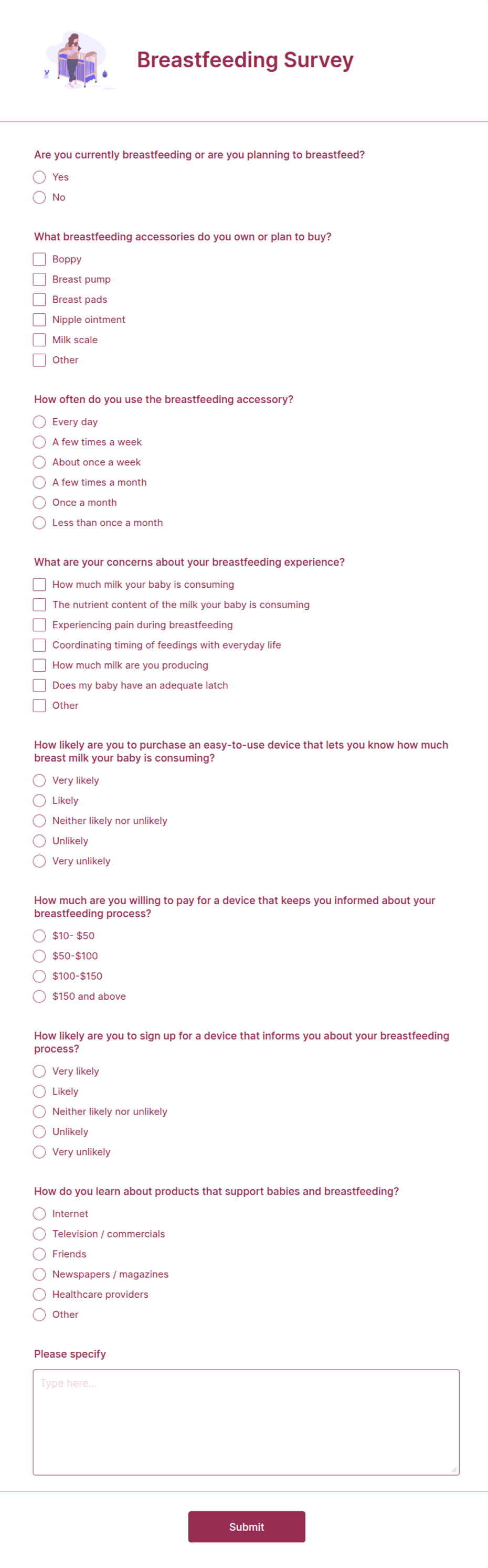 Breastfeeding Survey Form Template | Jotform