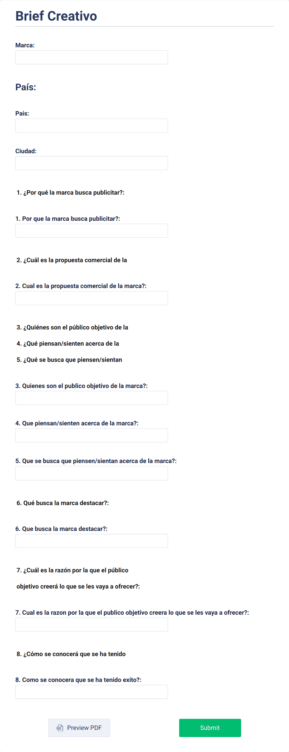 Brief Creativo Plantilla de formulario | Jotform