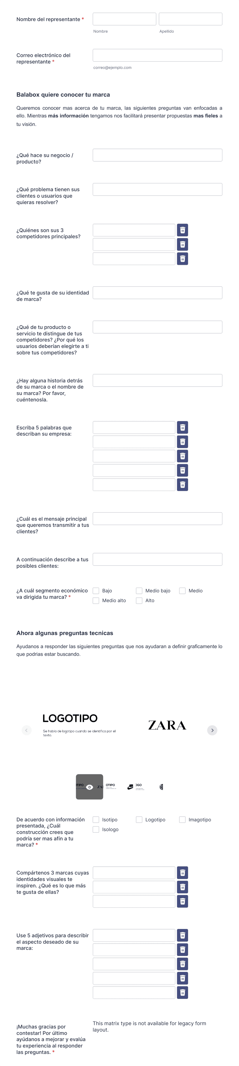 Brief para creación de marca Plantilla de formulario | Jotform