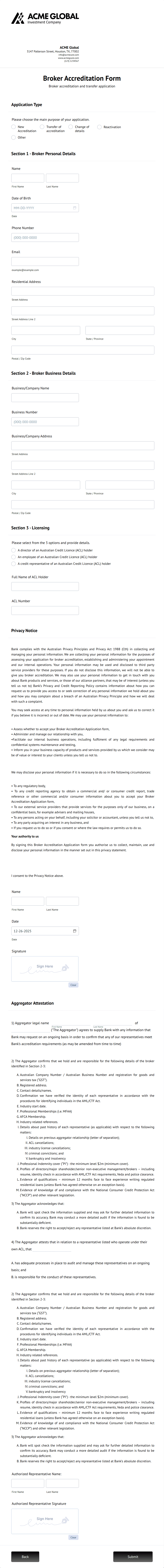 Broker Accreditation Form Template | Jotform