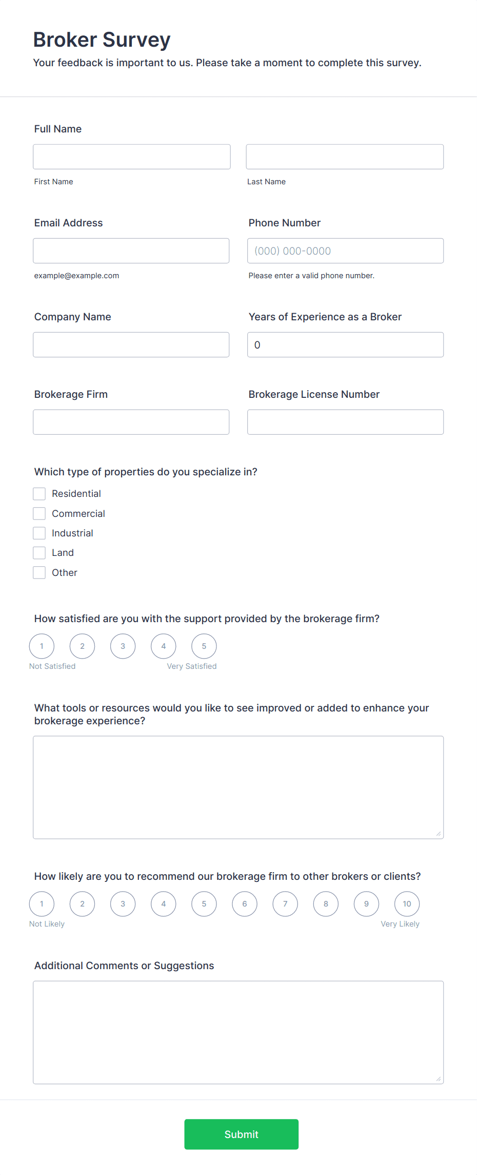 Broker Survey Template Form Template | Jotform