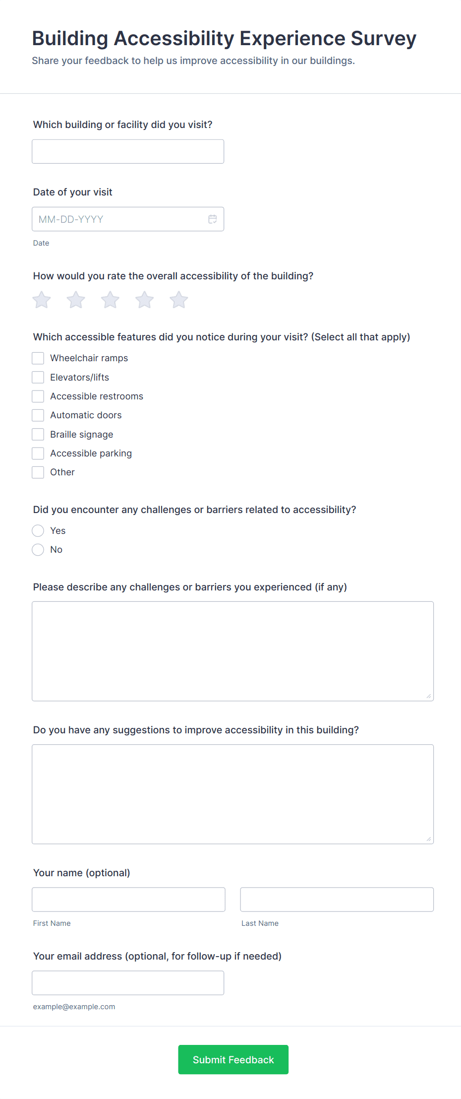 Building Accessibility Experience Survey Form Template | Jotform