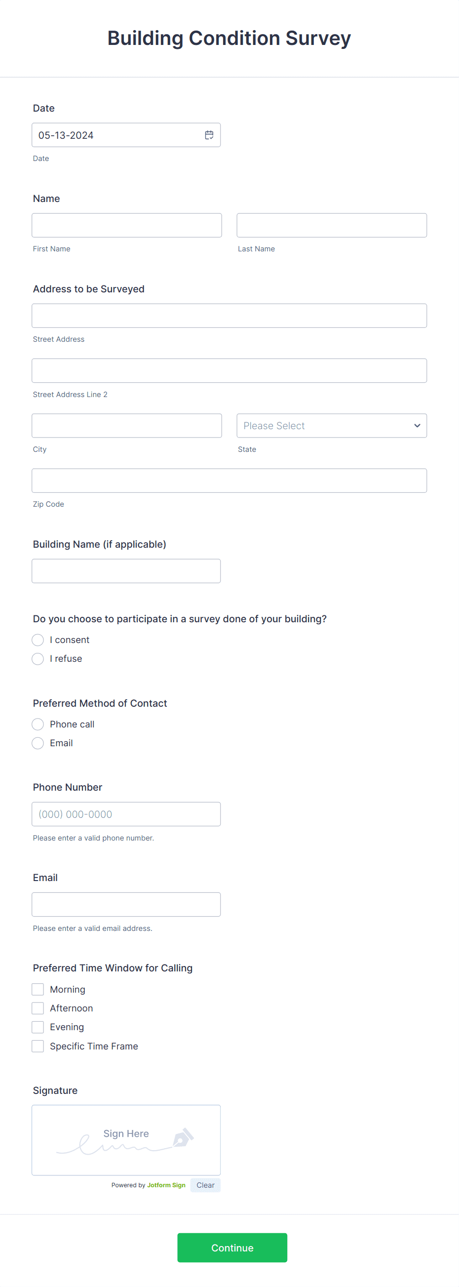 Building Condition Survey Form Template | Jotform