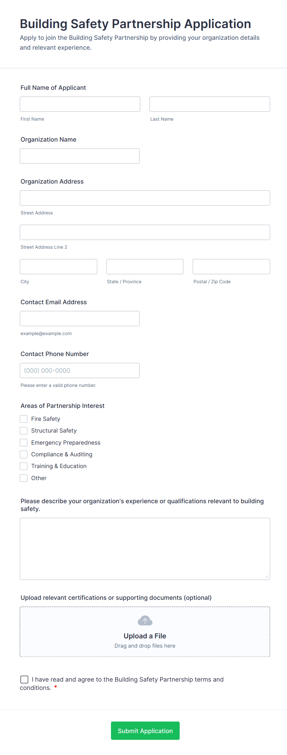 Building Safety Partnership Application Form Template | Jotform