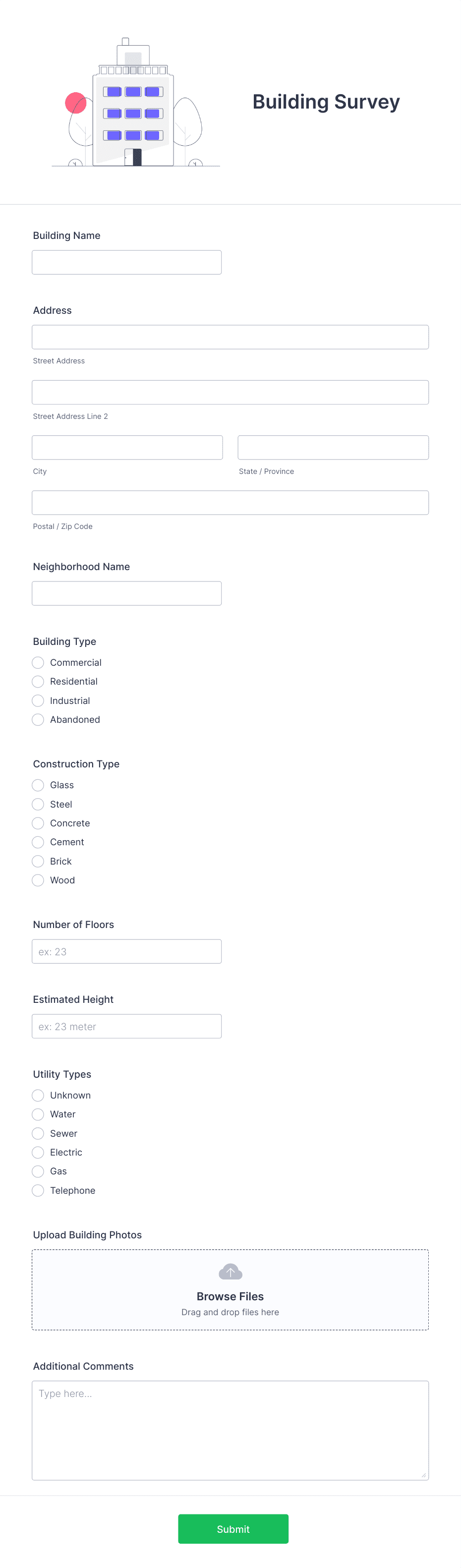 Building Survey Form Template | Jotform