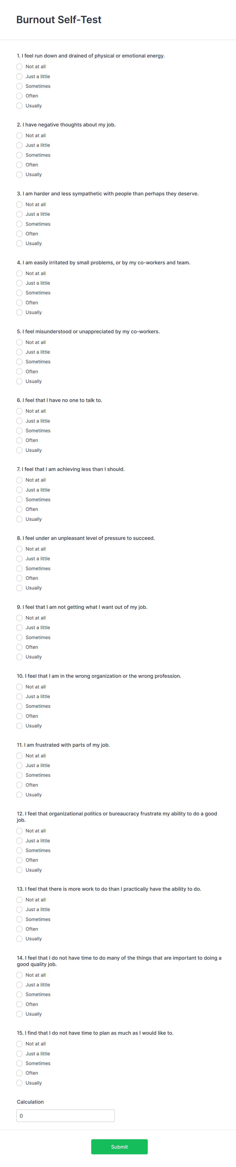 Burnout Self-Test Form Template | Jotform