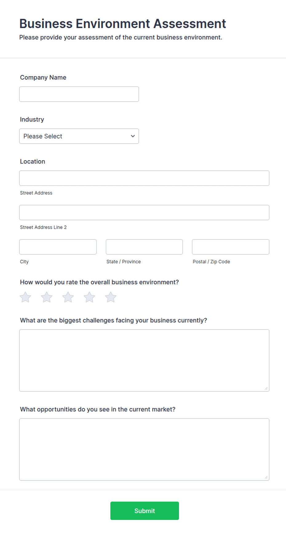 Business Environment Assessment Form Template | Jotform