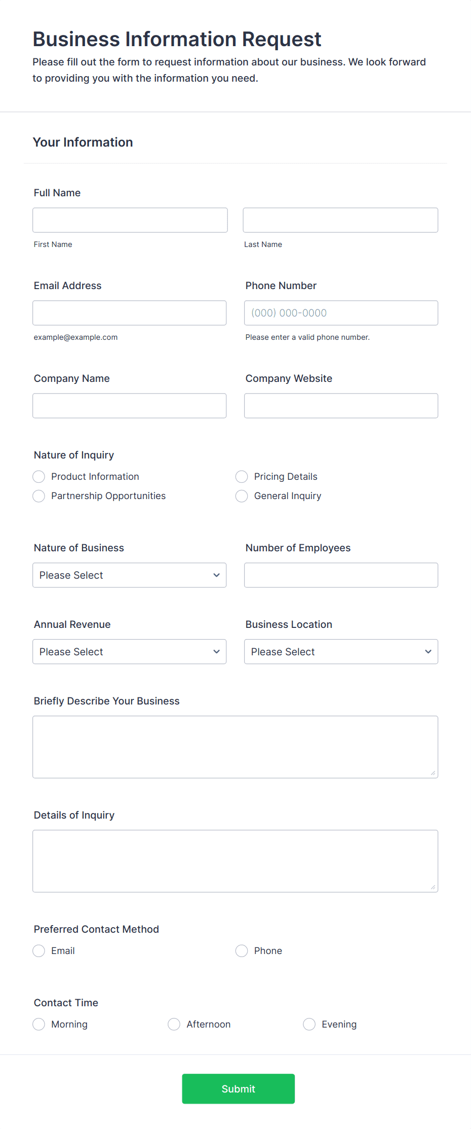 Business Information Request Form Template | Jotform
