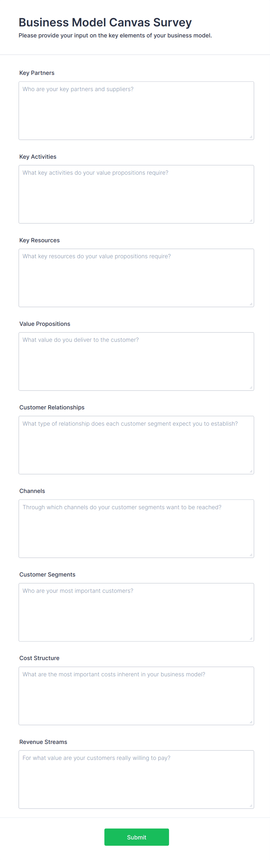 Business Model Canvas Survey Form Template | Jotform
