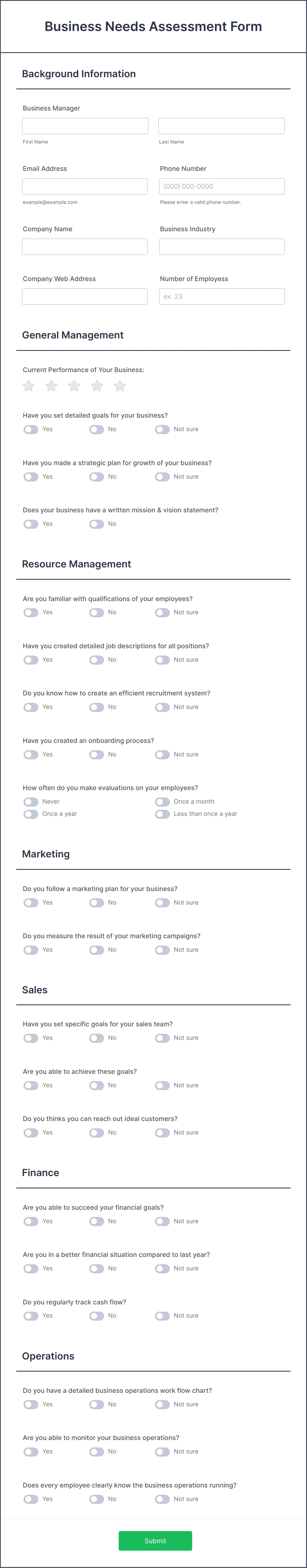 Business Needs Assessment Form Template | Jotform