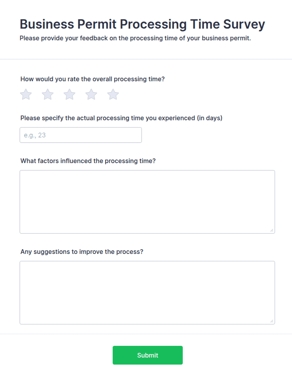 Business Permit Processing Time Survey Form Template | Jotform