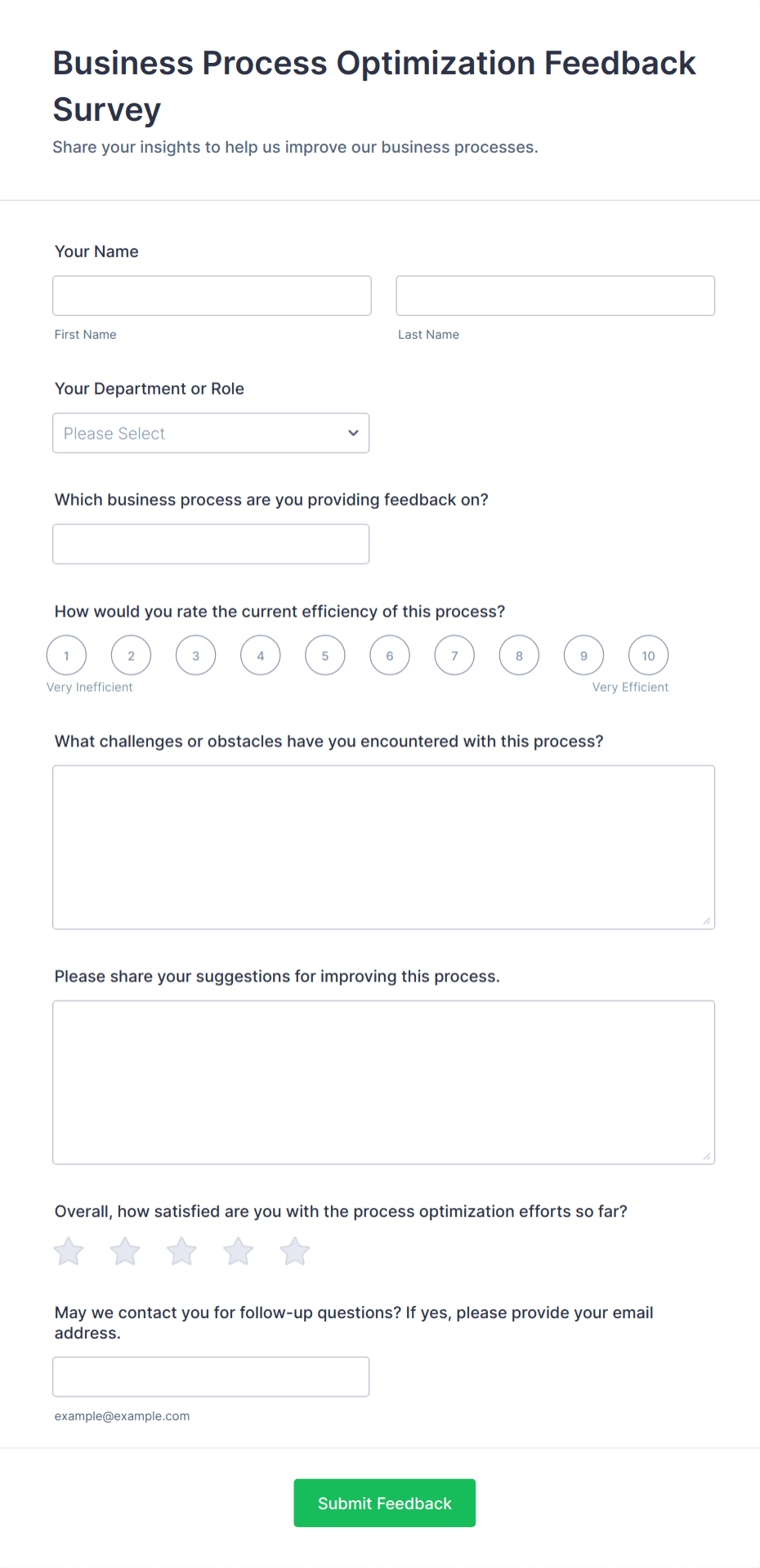 Business Process Optimization Feedback Survey Form Template | Jotform