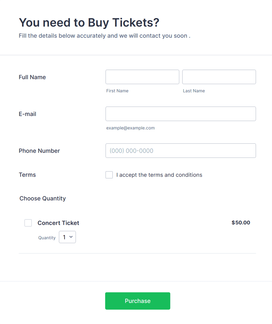 Ticket Purchase Form Template | Jotform