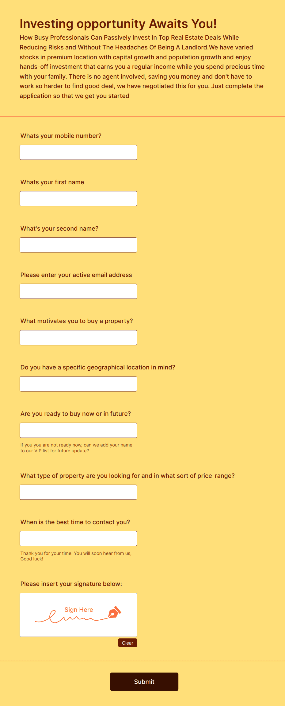 Buyers Application Form Template | Jotform