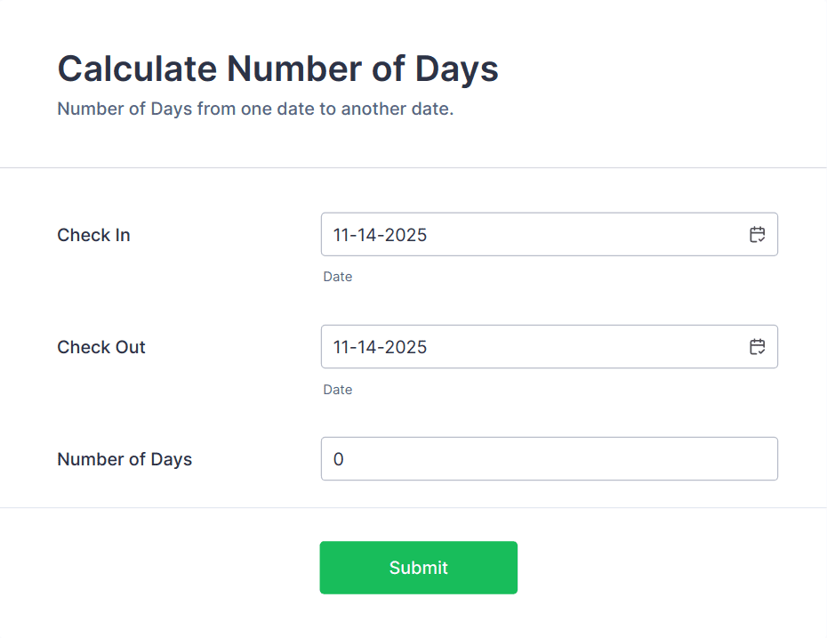 Calculate Number of Days Form Template | Jotform