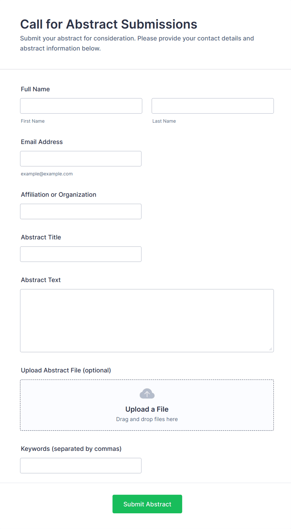 Call for Abstract Submissions Form Template | Jotform