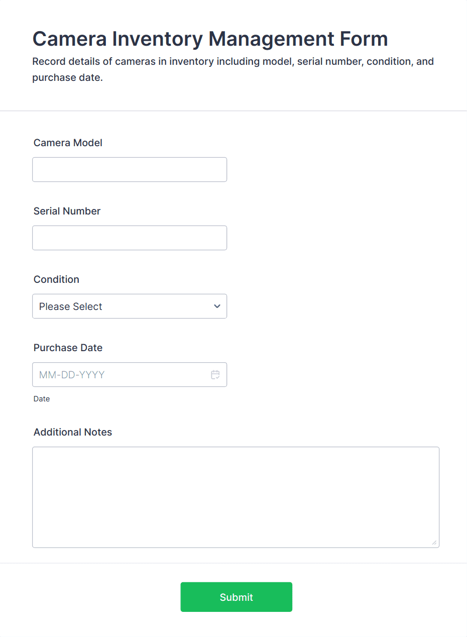 Camera Inventory Management Form Template | Jotform