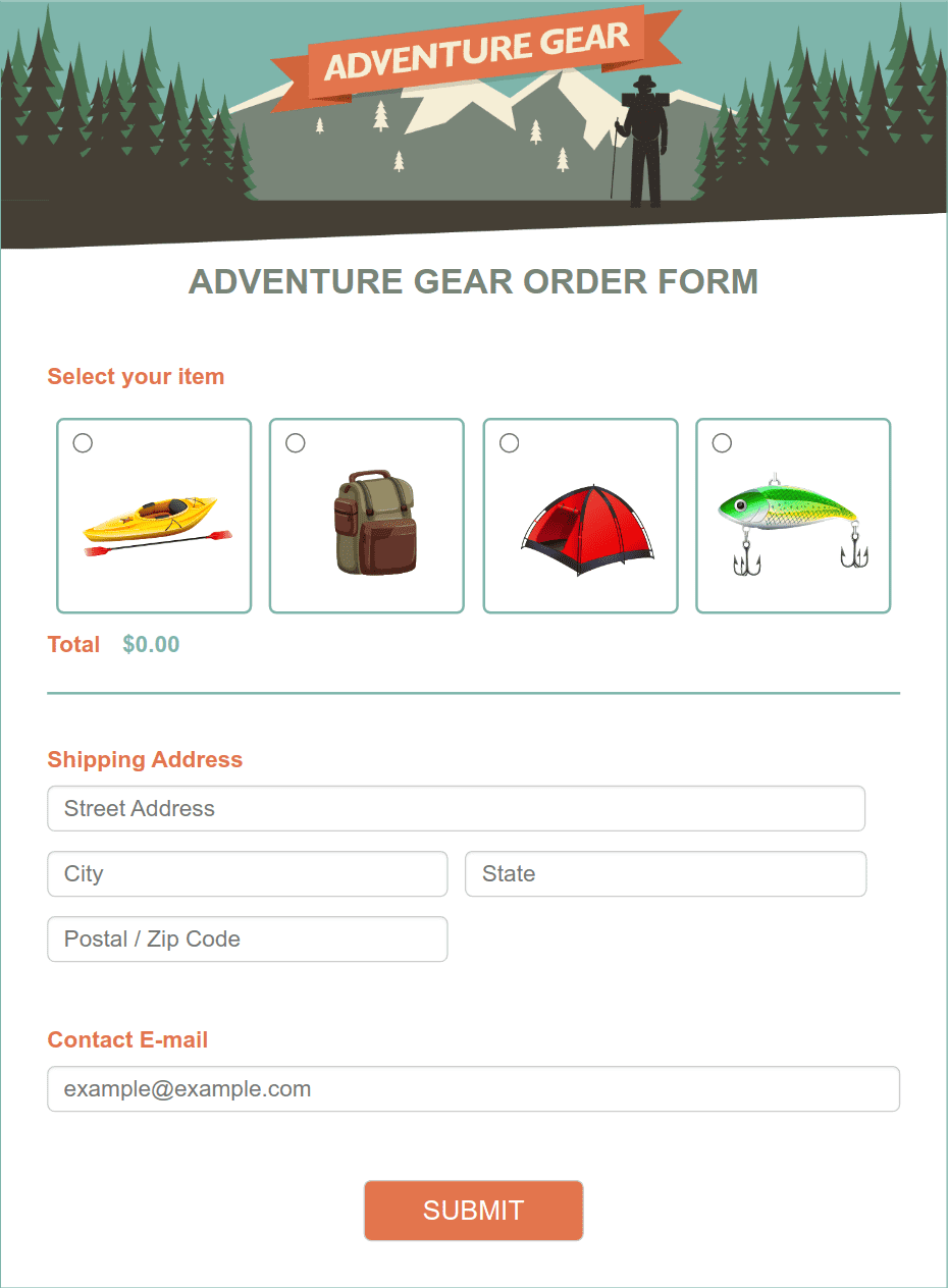 Camp Gear Order Form Template | Jotform
