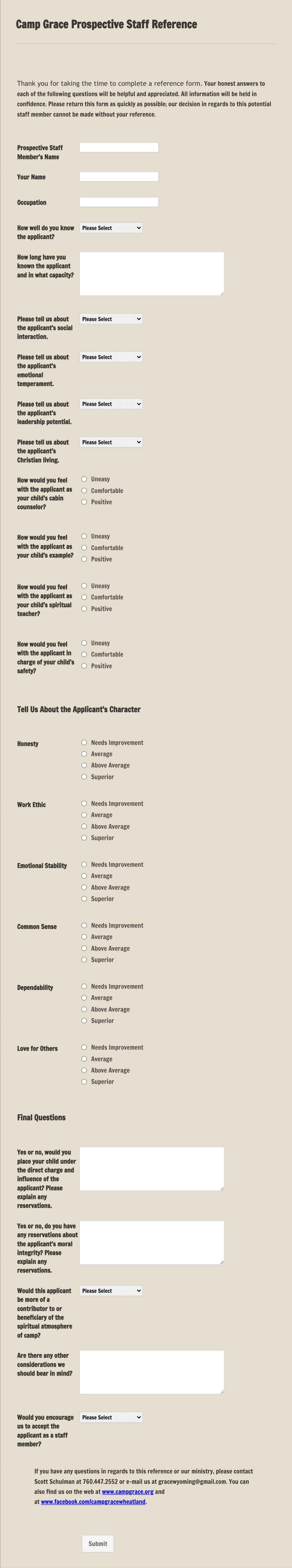 Staff Reference Evaluation Form Template | Jotform