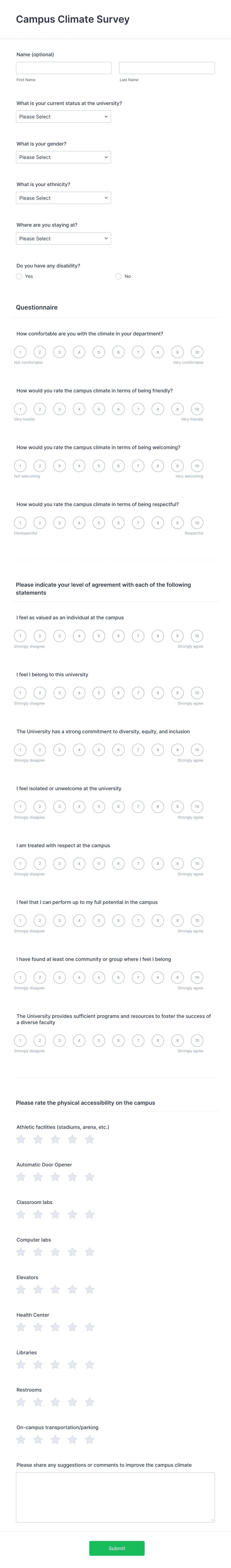 Campus Climate Survey Form Template | Jotform