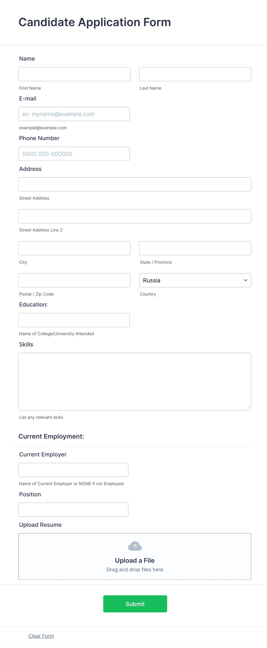 Candidate Application Form Template | Jotform
