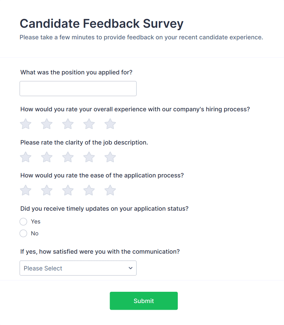 Candidate Feedback Survey Form Template | Jotform