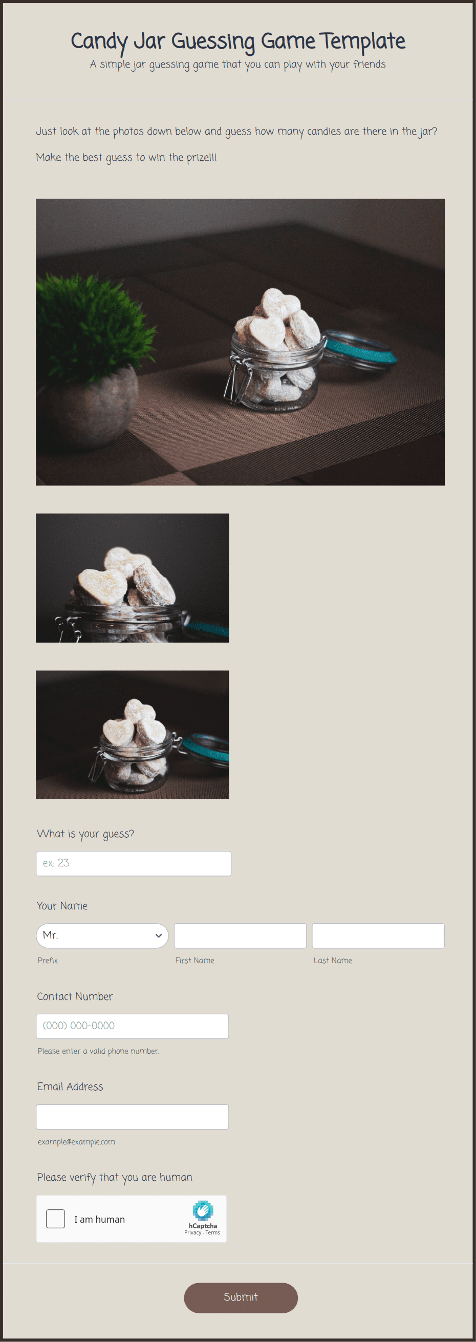Candy Jar Guessing Game Template Form Template | Jotform
