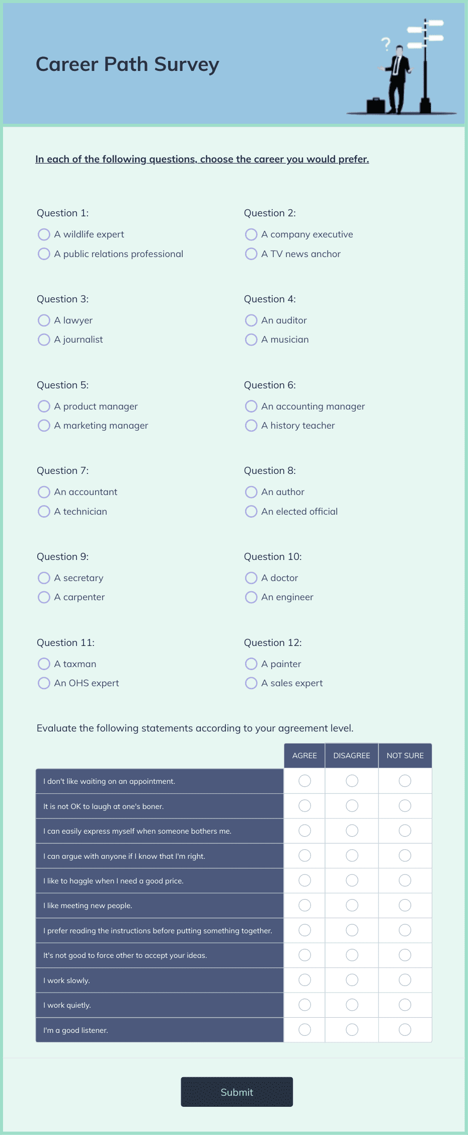 Career Path Survey Form Template | Jotform