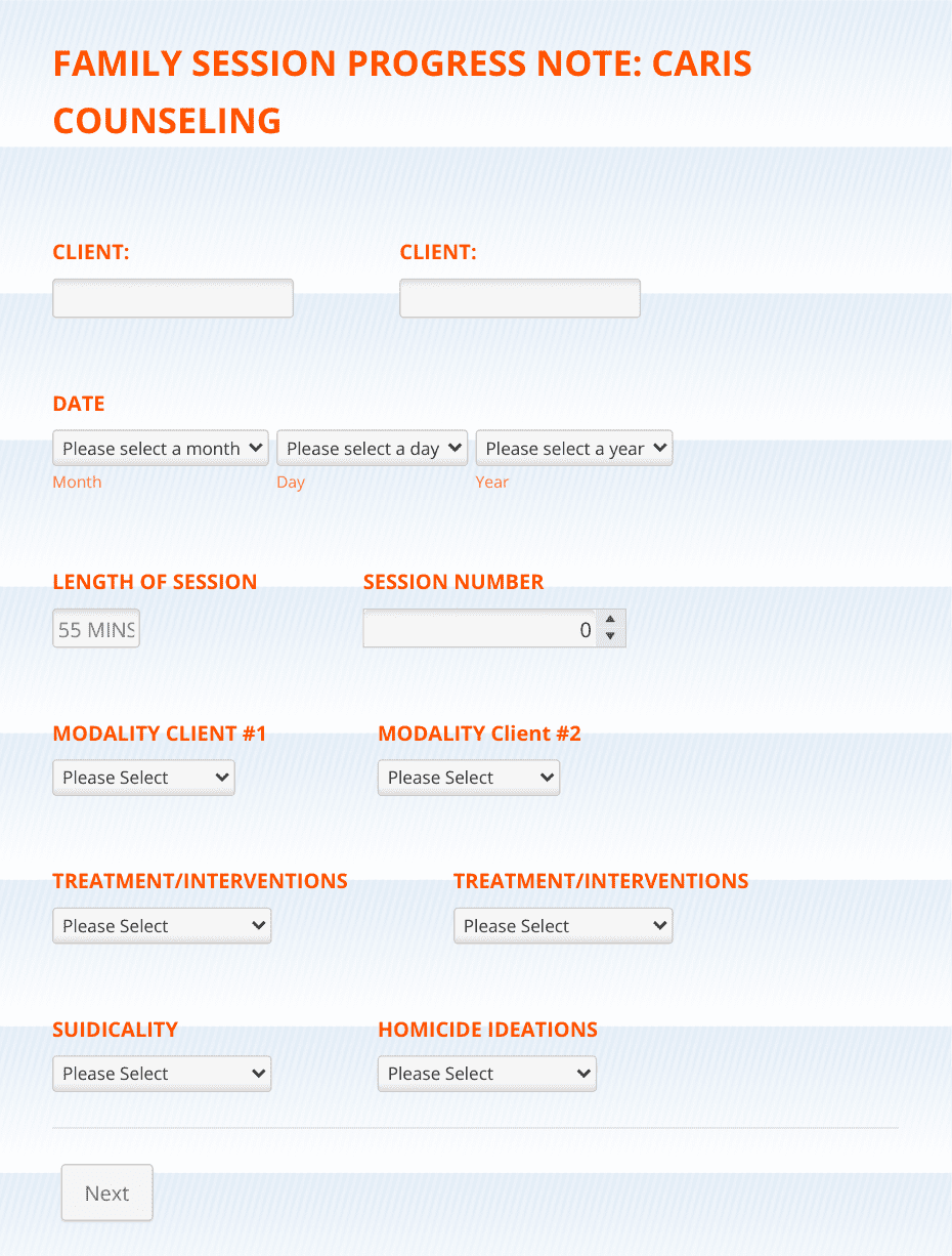 Family Counseling Progress Note Form Template | Jotform