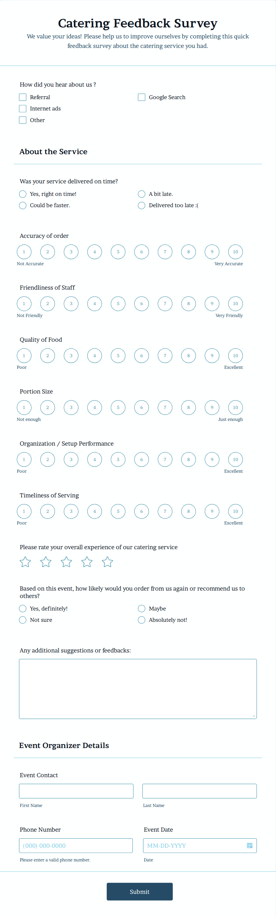 Catering Survey Form Template | Jotform