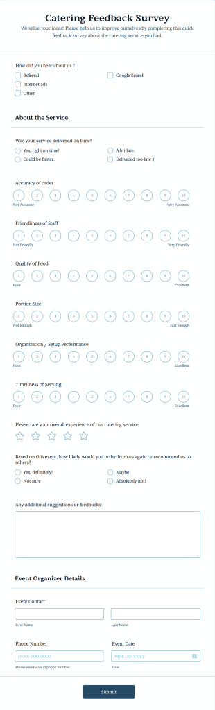 Catering Survey Form Template | Jotform