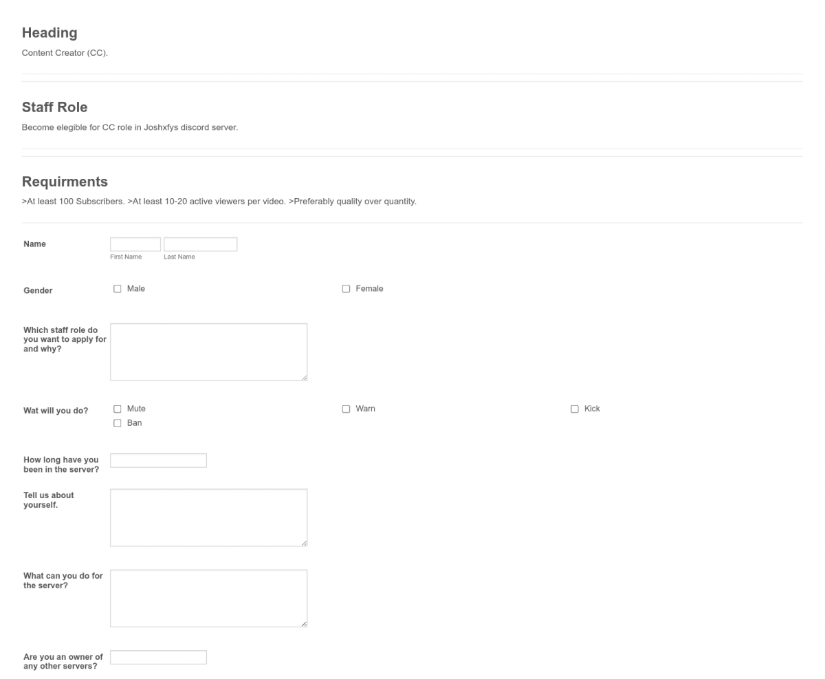 CC Application Form Template | Jotform