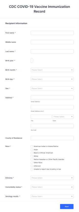 COVID-19 Vaccine Registration Form Template | Jotform