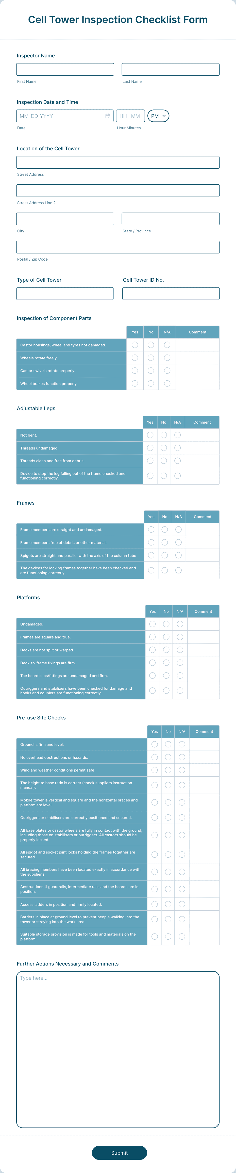 Cell Tower Inspection Checklist Form Template | Jotform