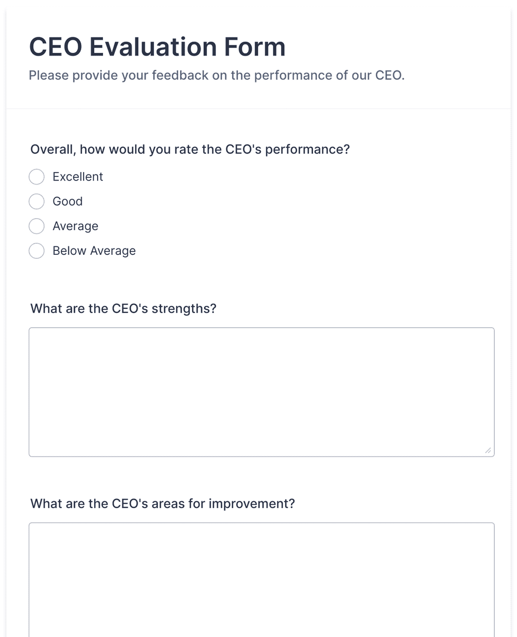 CEO Evaluation Form Template | Jotform