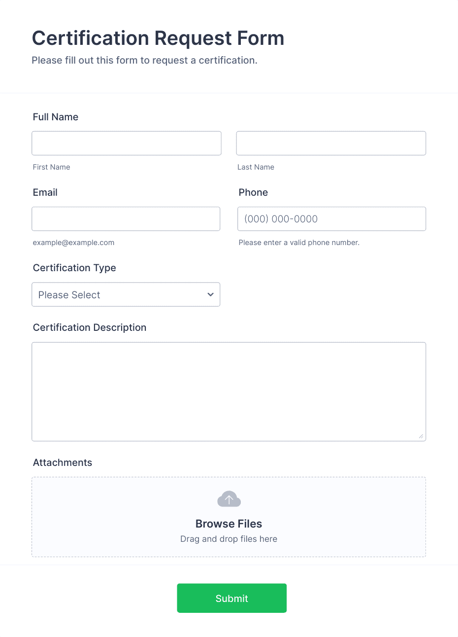 Certification Request Form Template | Jotform