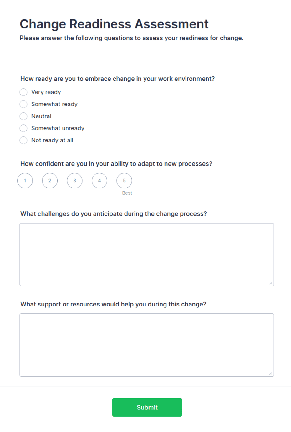 Change Readiness Assessment Form Template | Jotform
