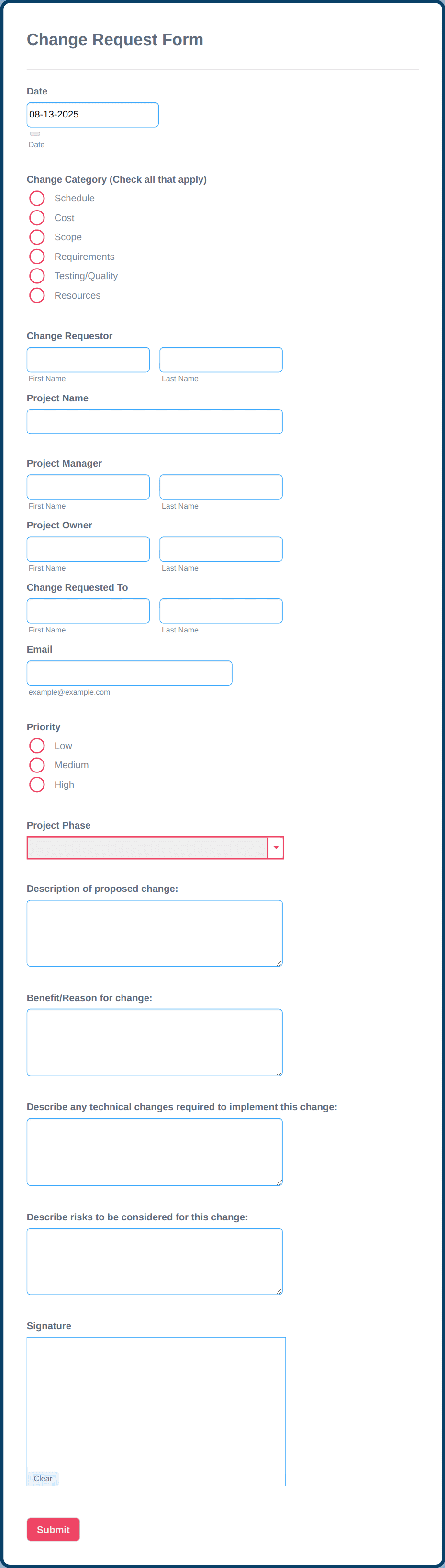 Change Request Form Template | Jotform